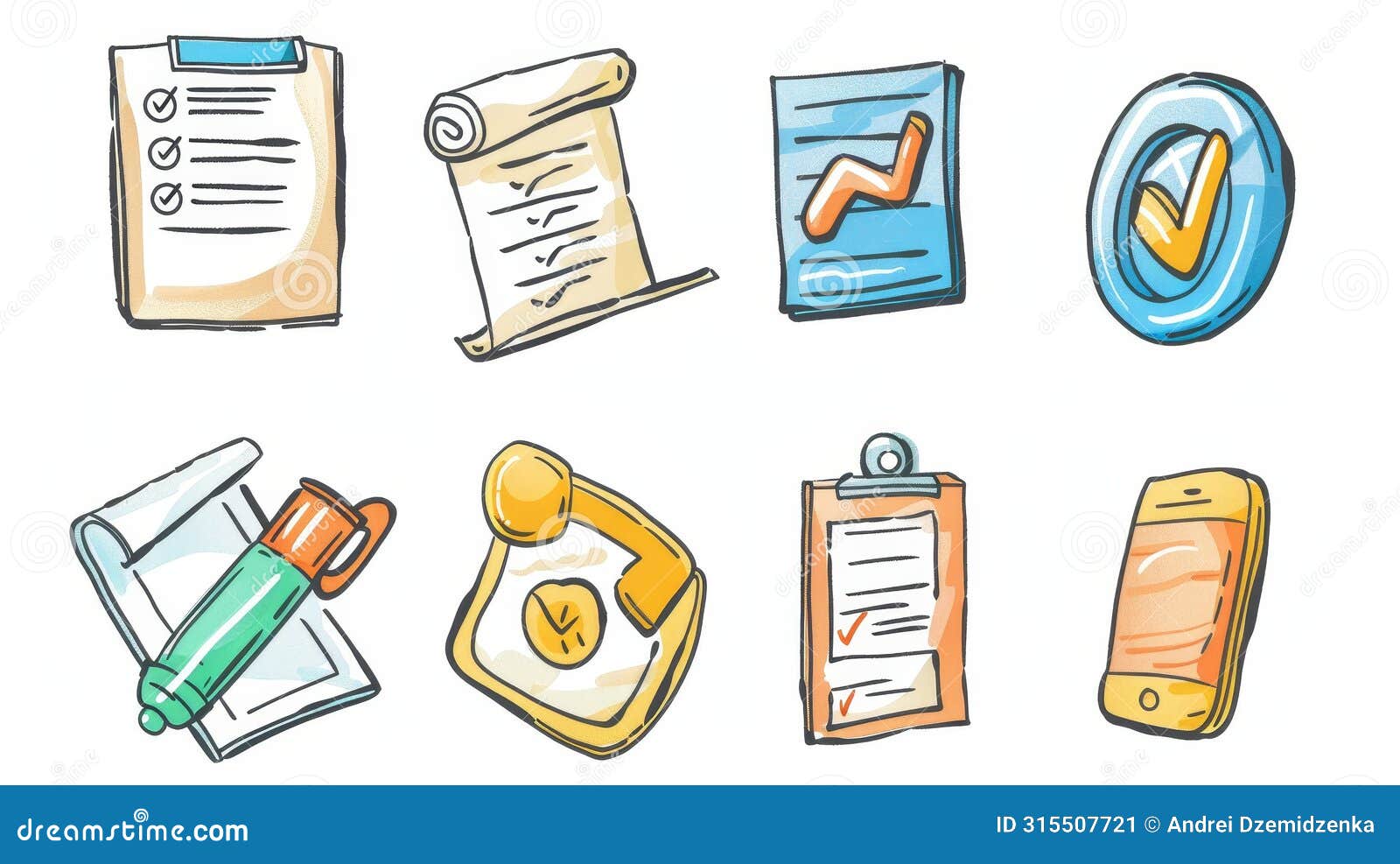 A Modern Hand Drawn Set of Quality Control Signs with Checklist ...