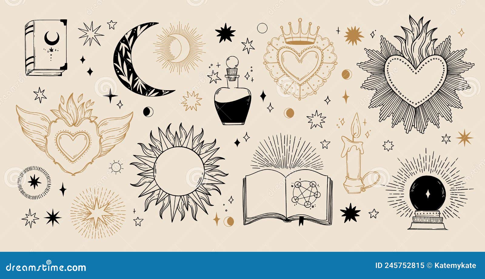 Modern Hand Drawn Vector Seamless Pattern - Cosmos and Planets, Stars ...