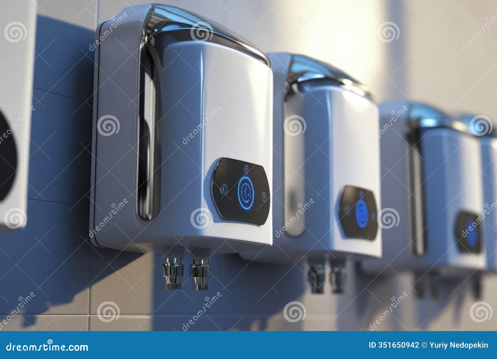 Modern Hand Dryers Mounted in a Restroom with Sleek Design and ...