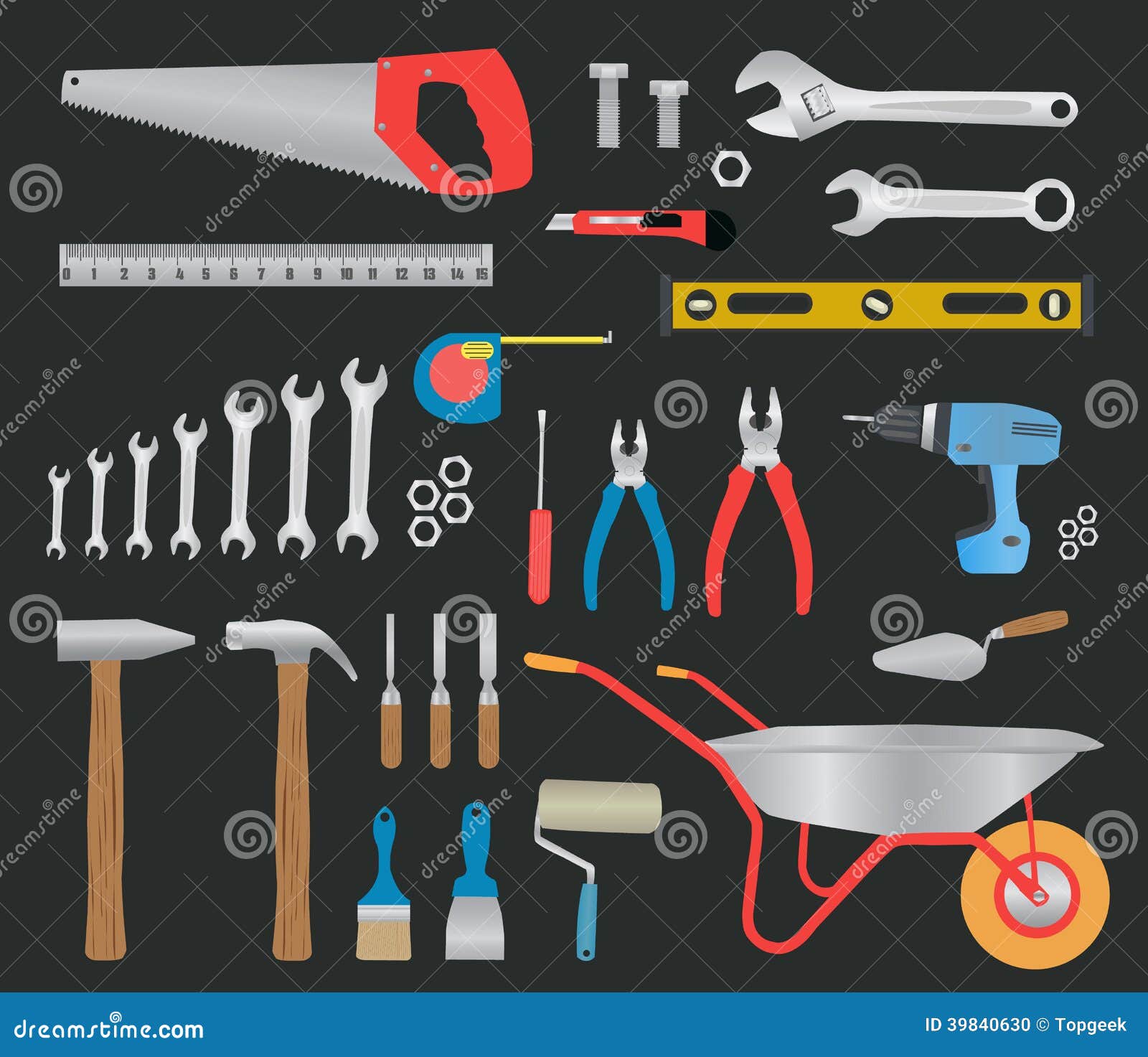 Modern Hand Tools. Instruments Collection Stock Vector - Illustration ...