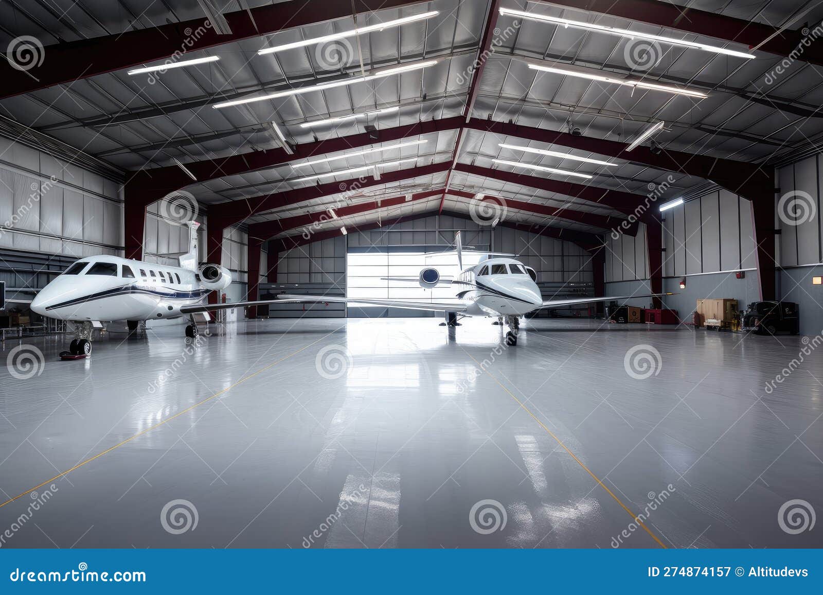 Modern Hangar with State-of-the-art Aircraft, Engines, and Technology ...