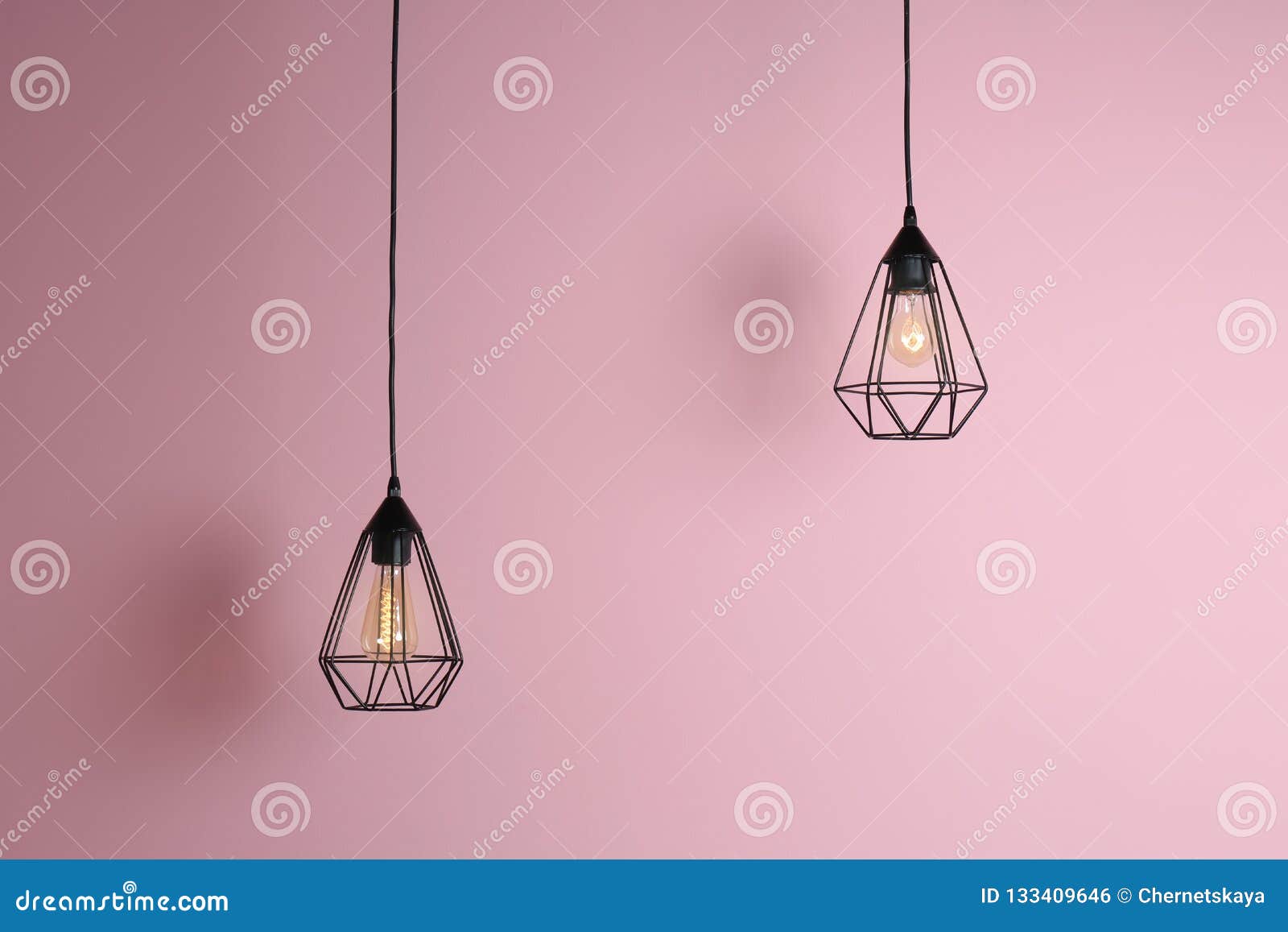 Modern Hanging Lamp on Color Background. Stock Photo - Image of item ...