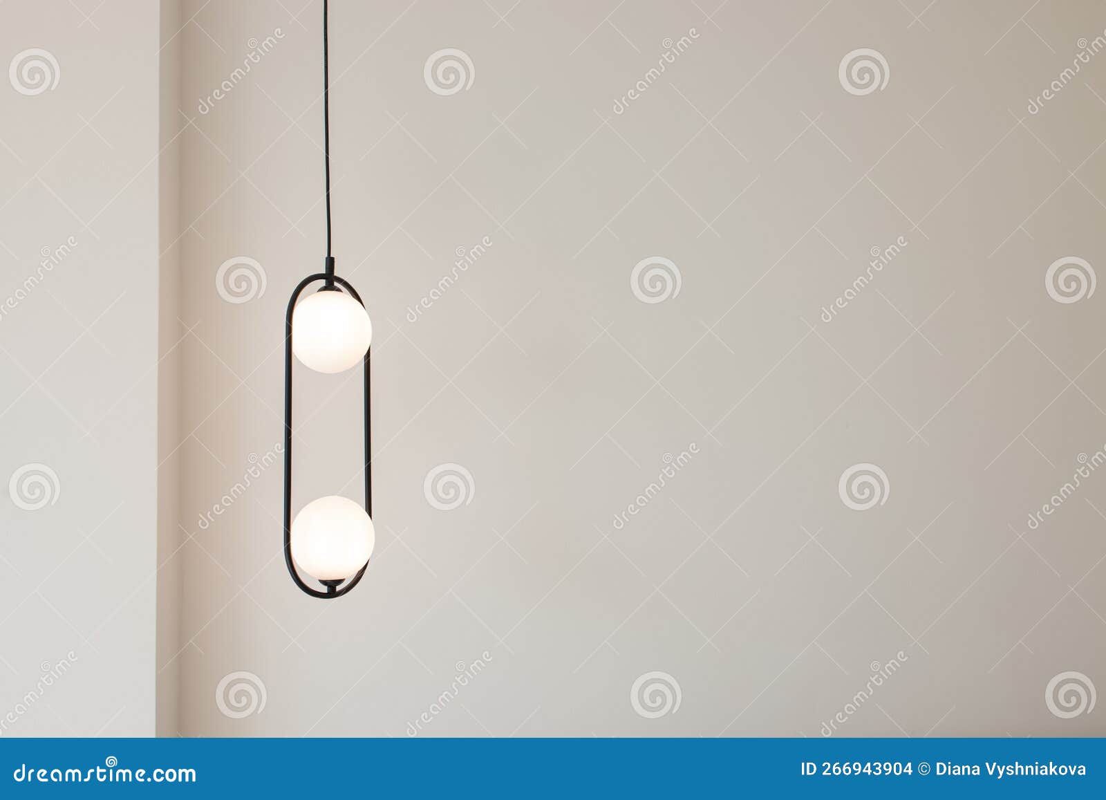 Modern Hanging Lights Over the White Wall. Minimalist Design Stock ...