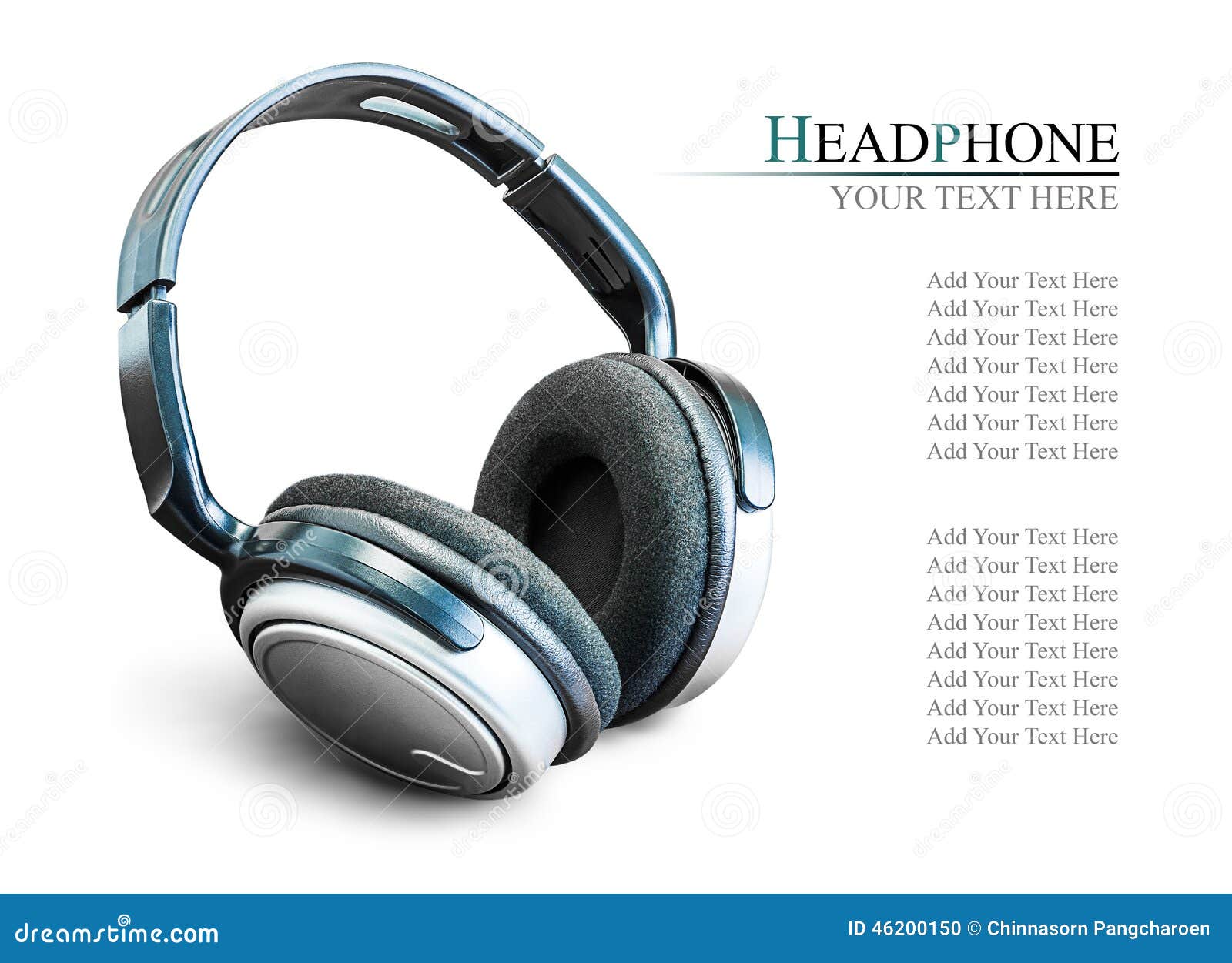 Modern headphone stock photo. Image of audio, head, song - 46200150