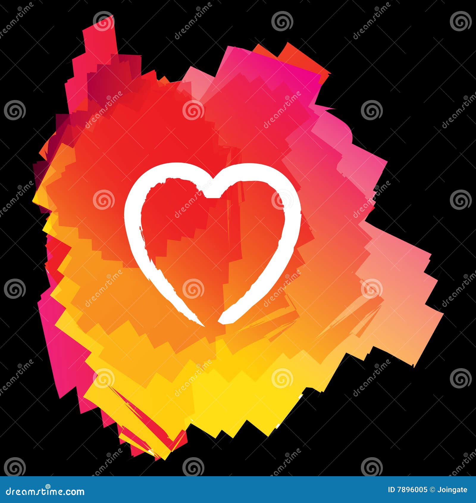 Modern Heart Vibrant Colours on Black Stock Illustration - Illustration ...
