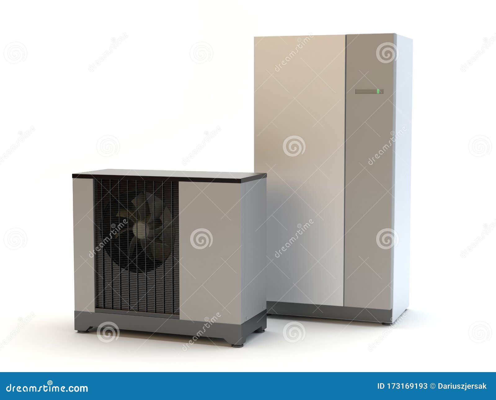 Air Heat Pump System Isolated on White, 3D Illustration Stock ...