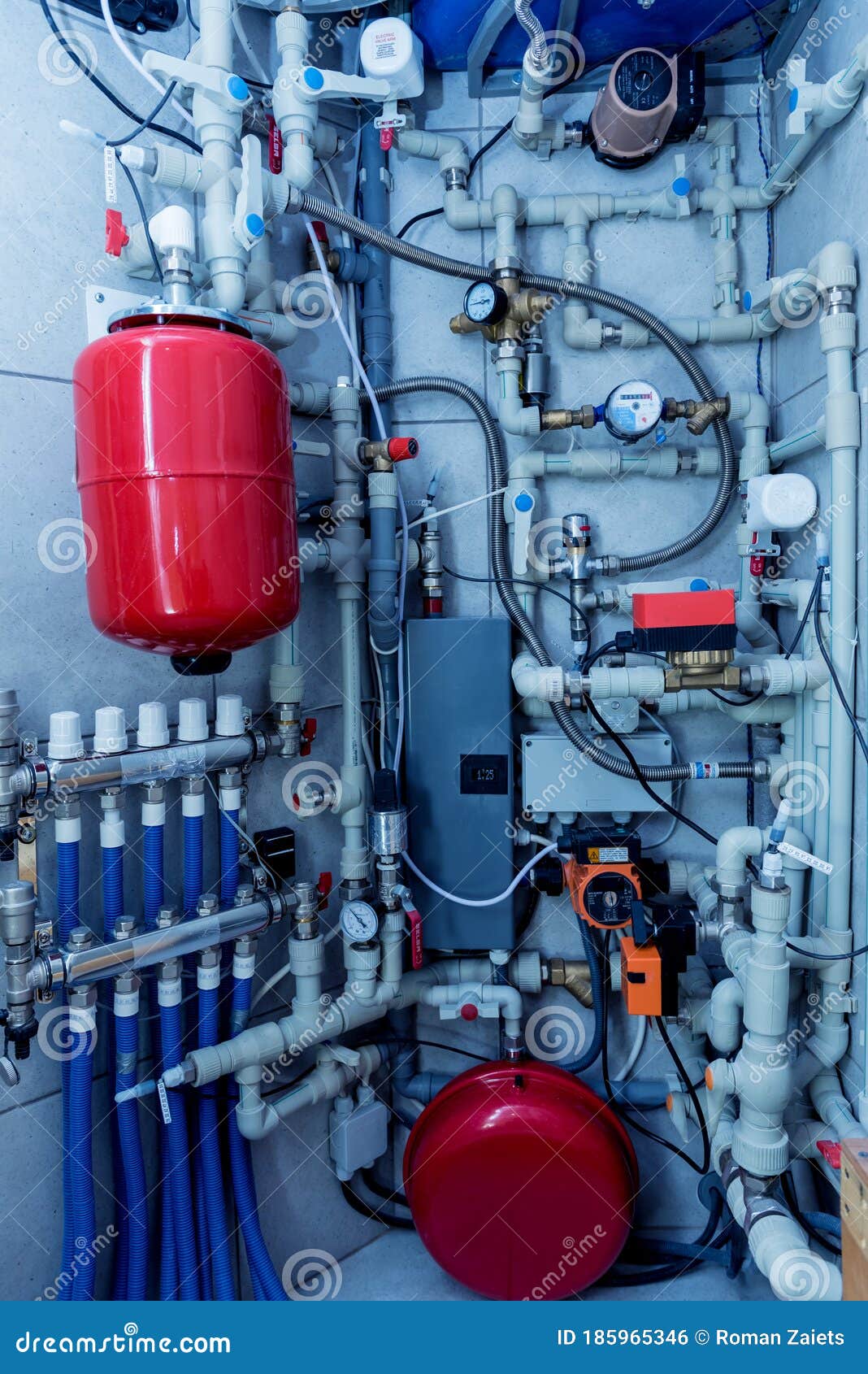 Modern Heating System in Boiler Room. Automatic Control Unit Stock ...