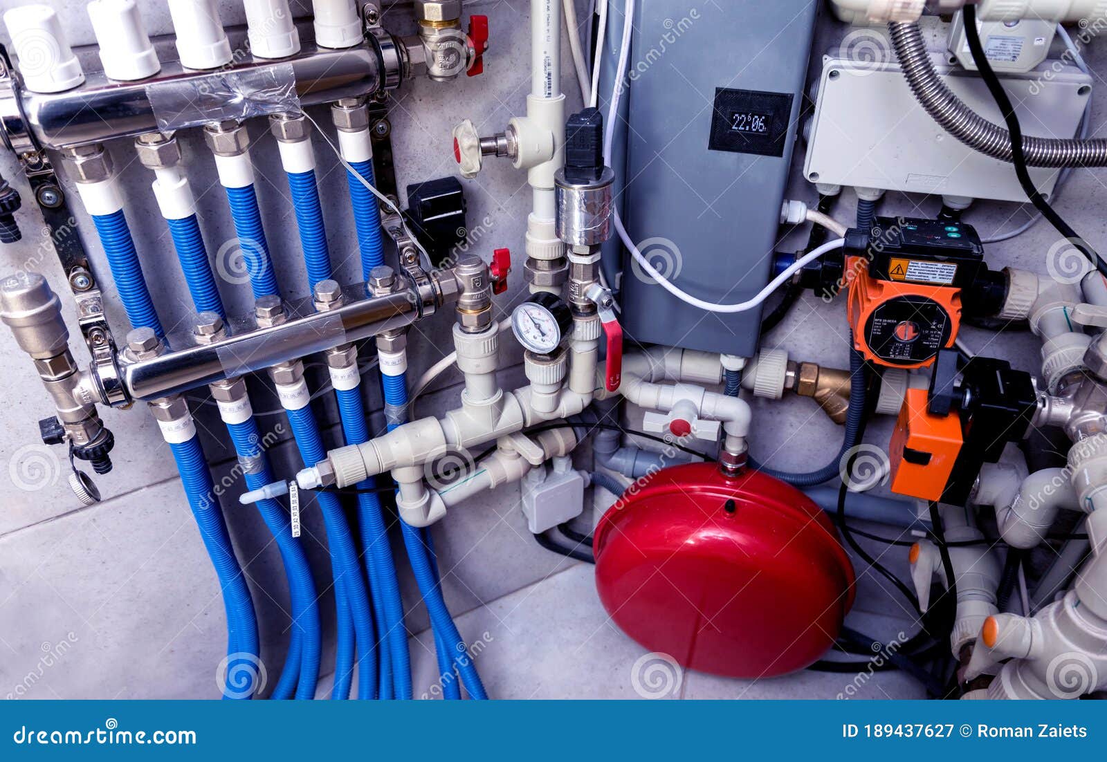 Modern Heating System in Boiler Room. Automatic Control Unit Stock ...