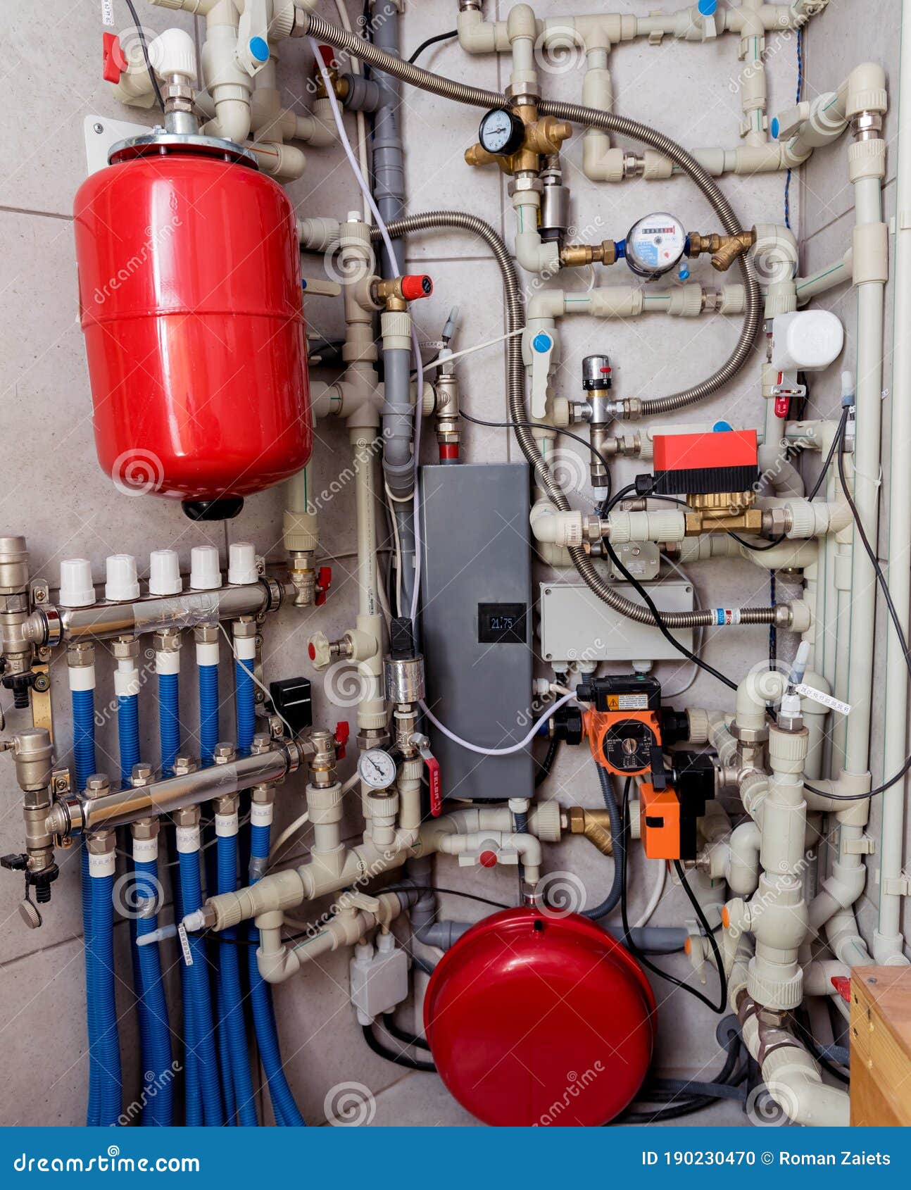 Modern Heating System in Boiler Room. Automatic Control Unit Stock ...