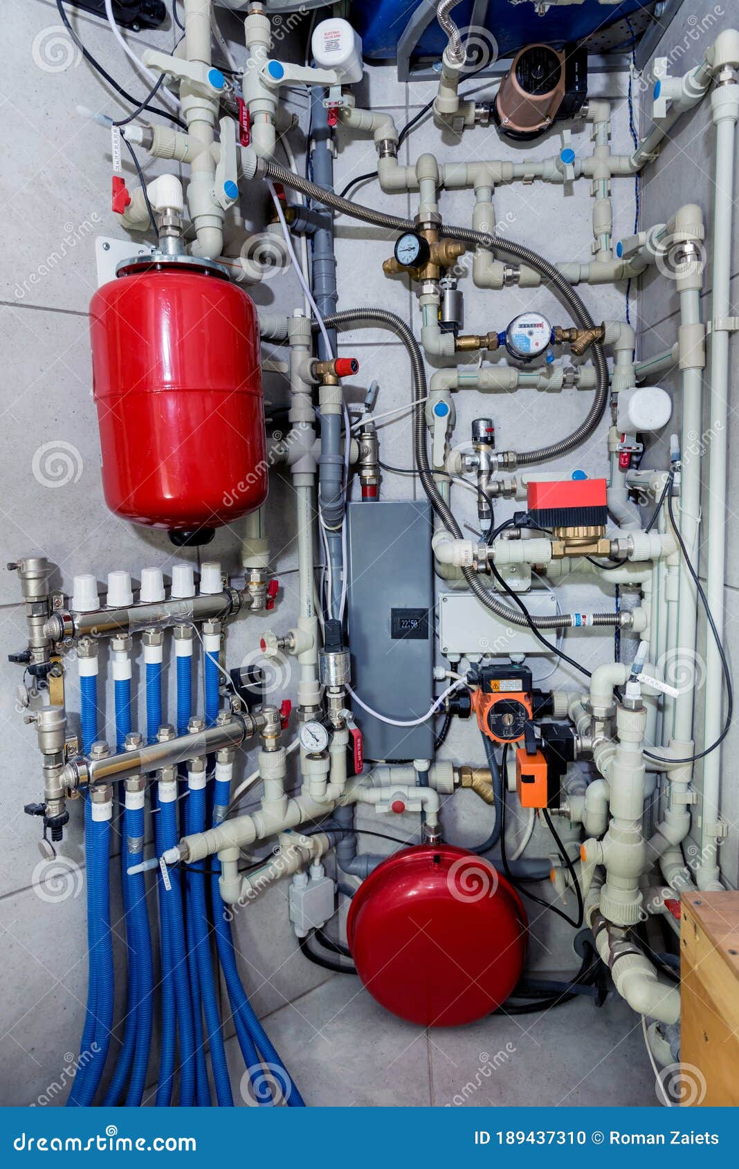 Modern Heating System in Boiler Room. Automatic Control Unit Stock ...