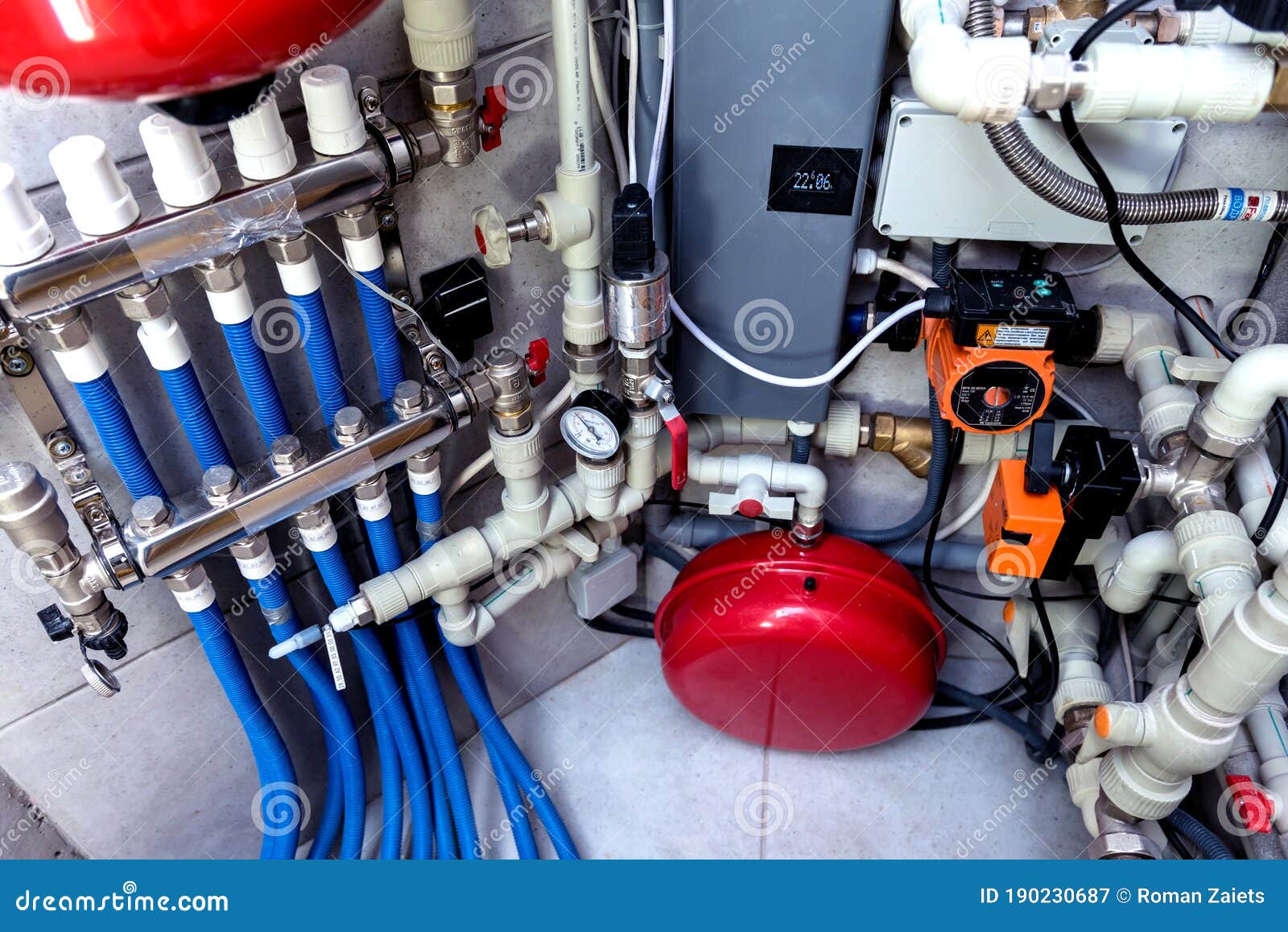 Modern Heating System in Boiler Room. Automatic Control Unit Stock ...