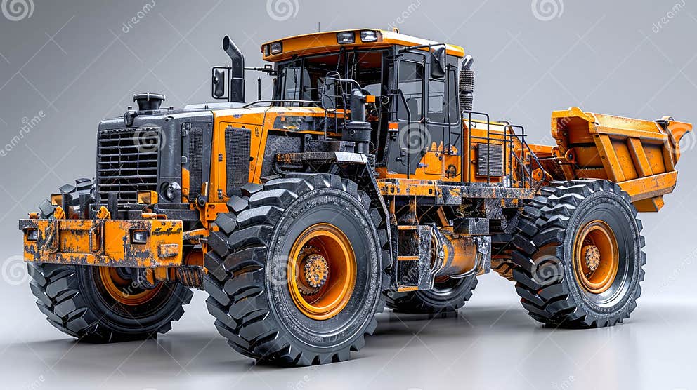 Modern Heavy Construction Machinery on a White Background Stock ...