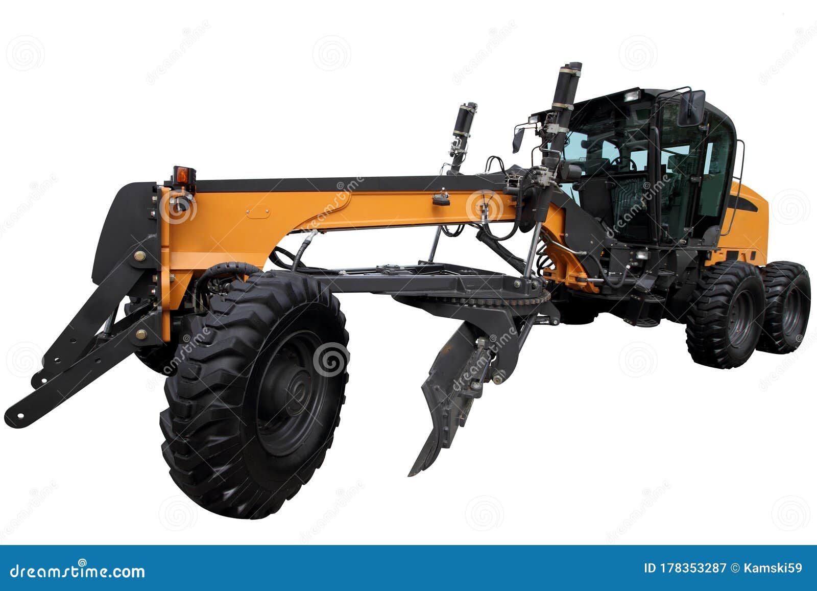 Heavy Grader Machine Vehicle Working On Road Construction Site Royalty ...