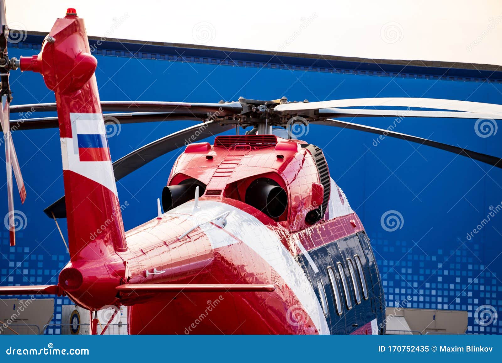Modern helicopter close up stock image. Image of blue - 170752435