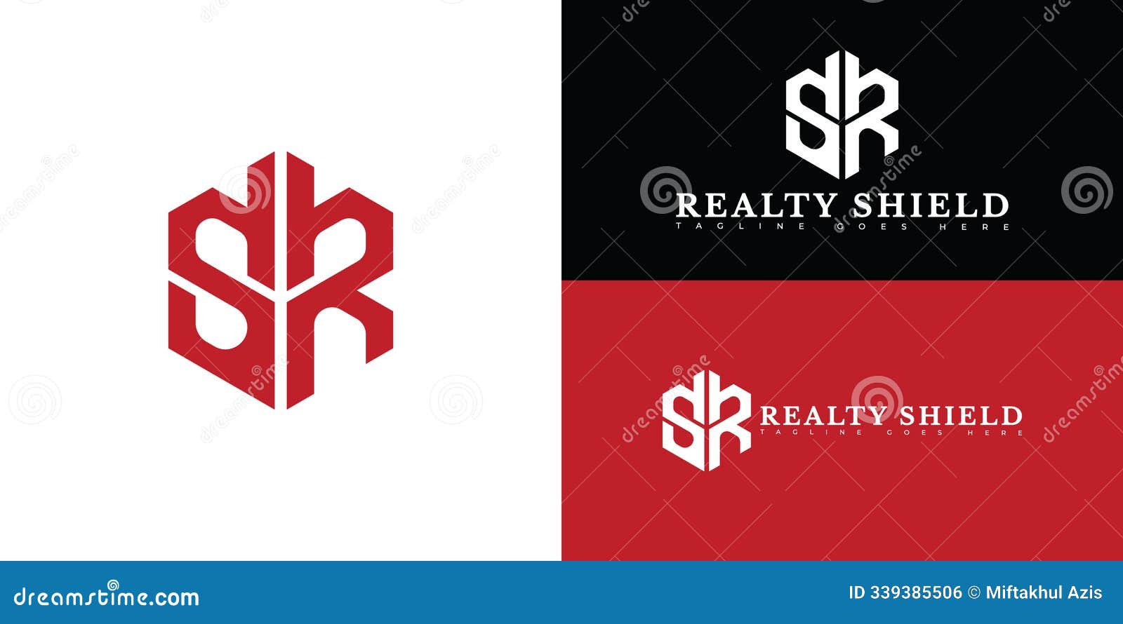 Modern Hexagon Initial Vector Letter SR or RS Logo in Red Color ...