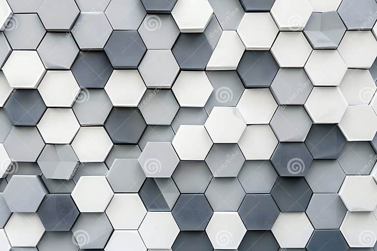 Modern Hexagonal Tile Pattern with White Gray and Black Hexagons ...