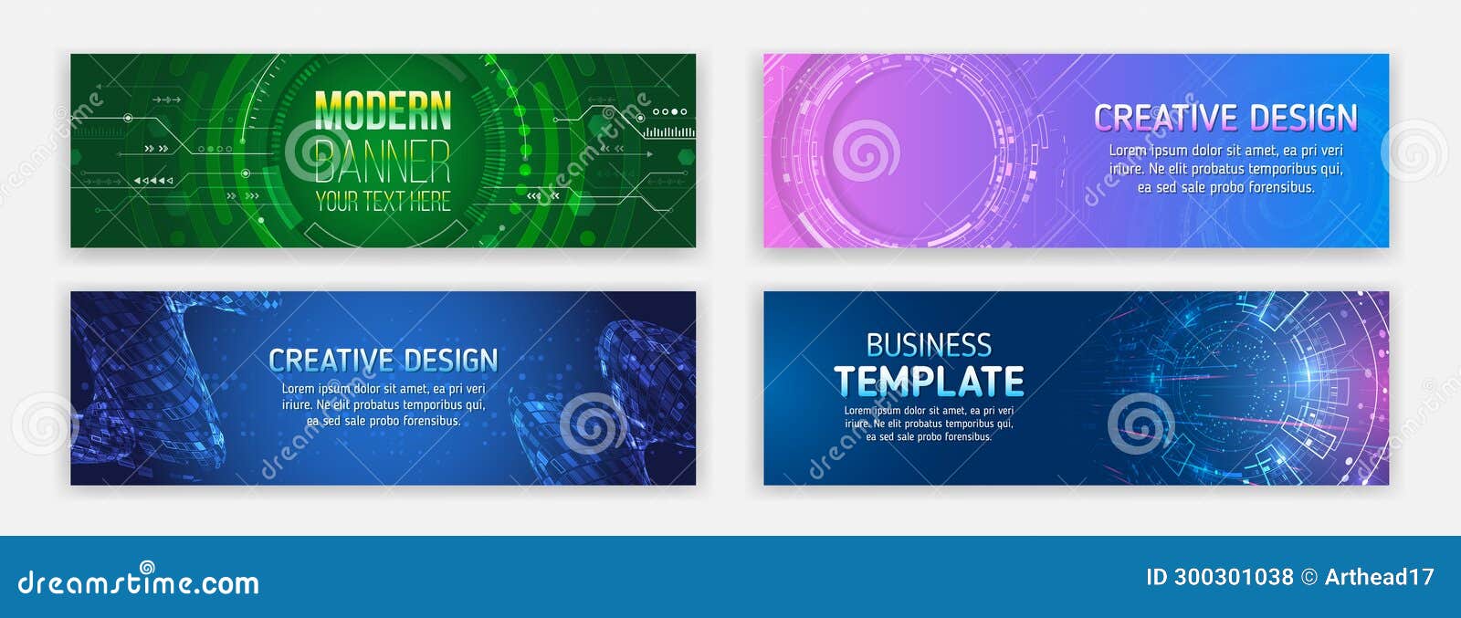 Modern Hi Tech Horizontal Banner Templates. Abstract Banner on the ...