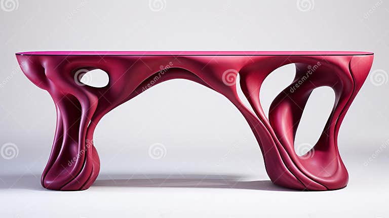 Modern High-end Magenta Fabric Console Table on White Surface Stock ...