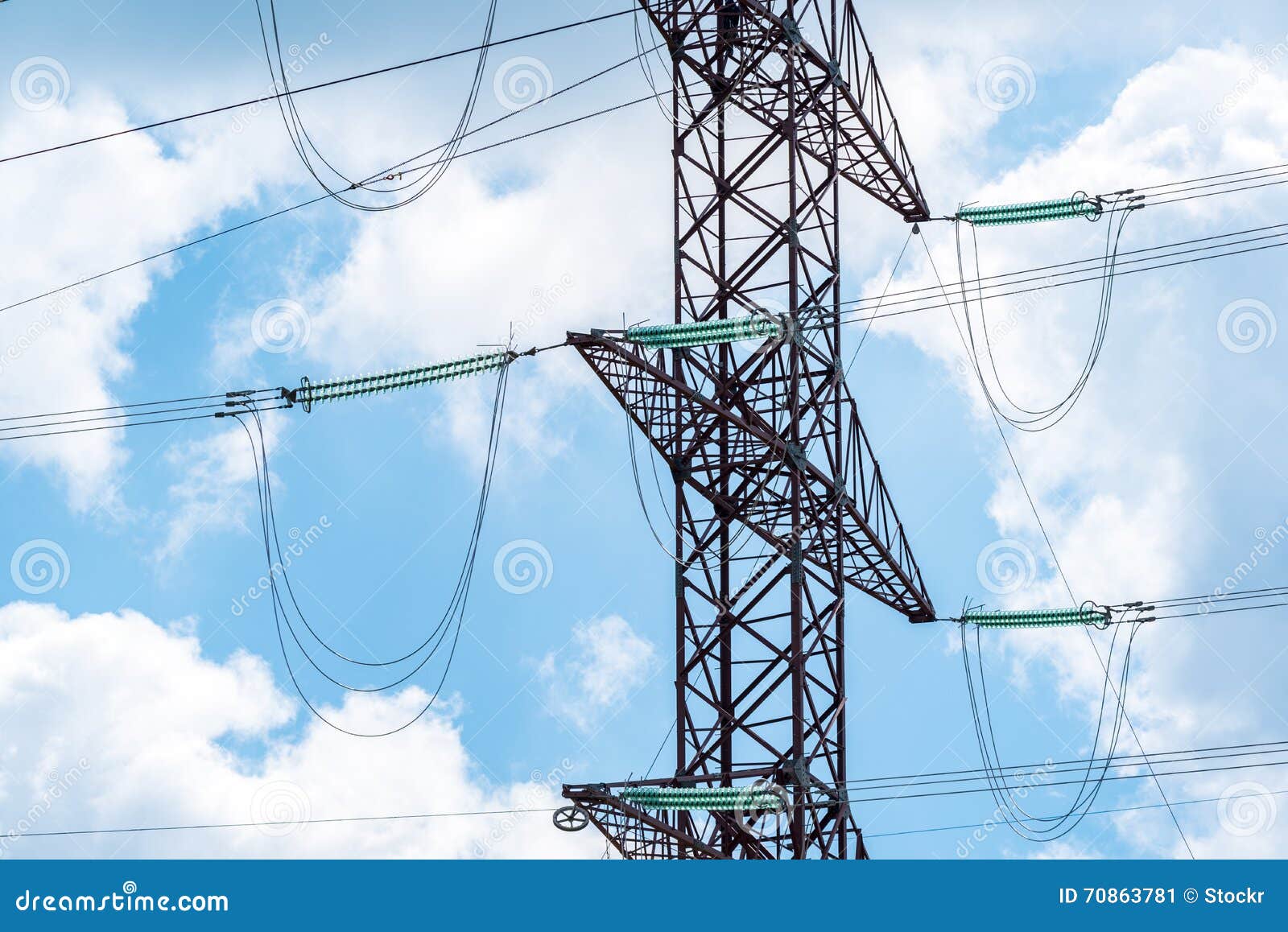 Modern high powerlines stock image. Image of environment - 70863781