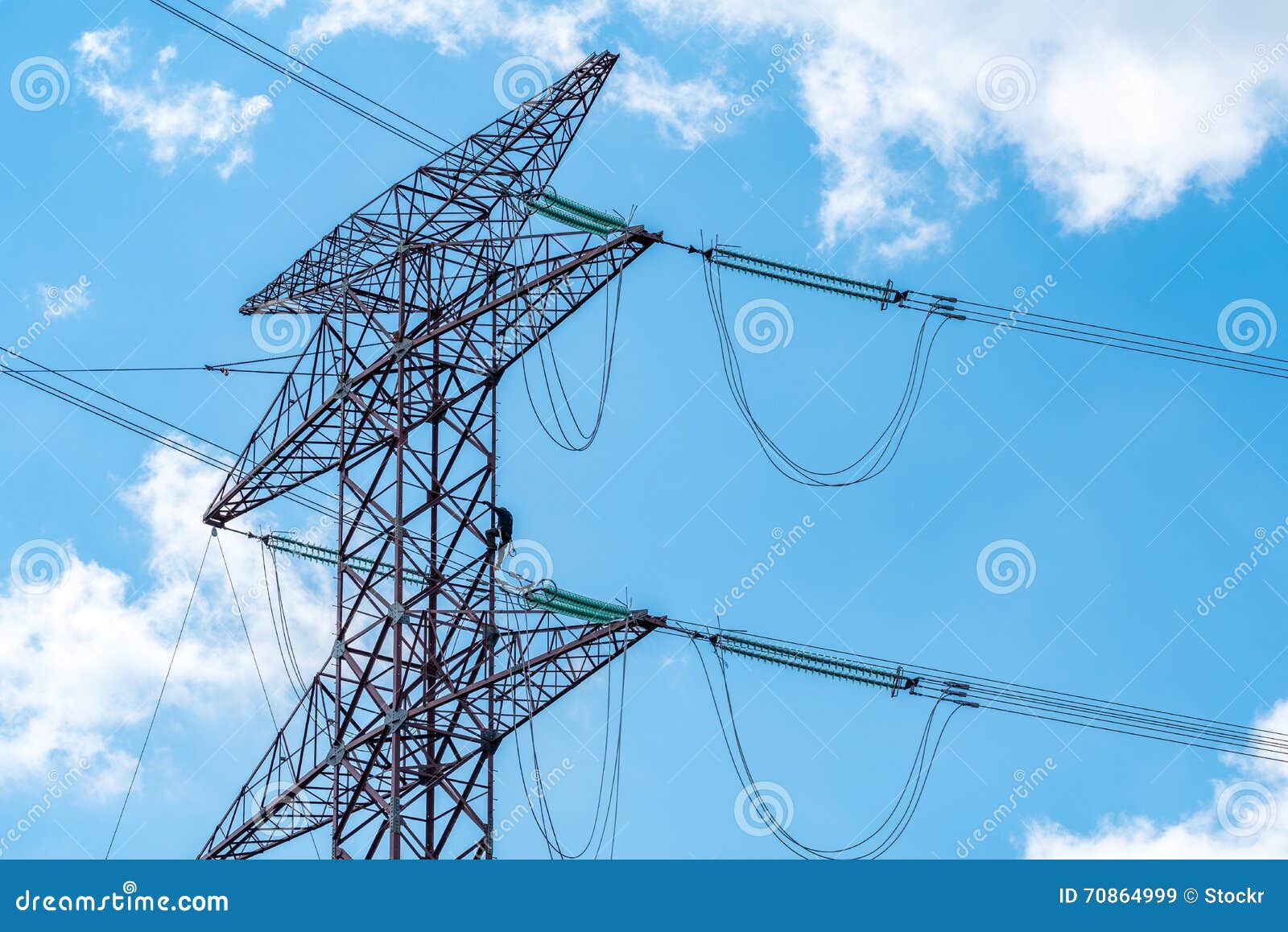 Modern high powerlines stock image. Image of blue, infrastructure ...