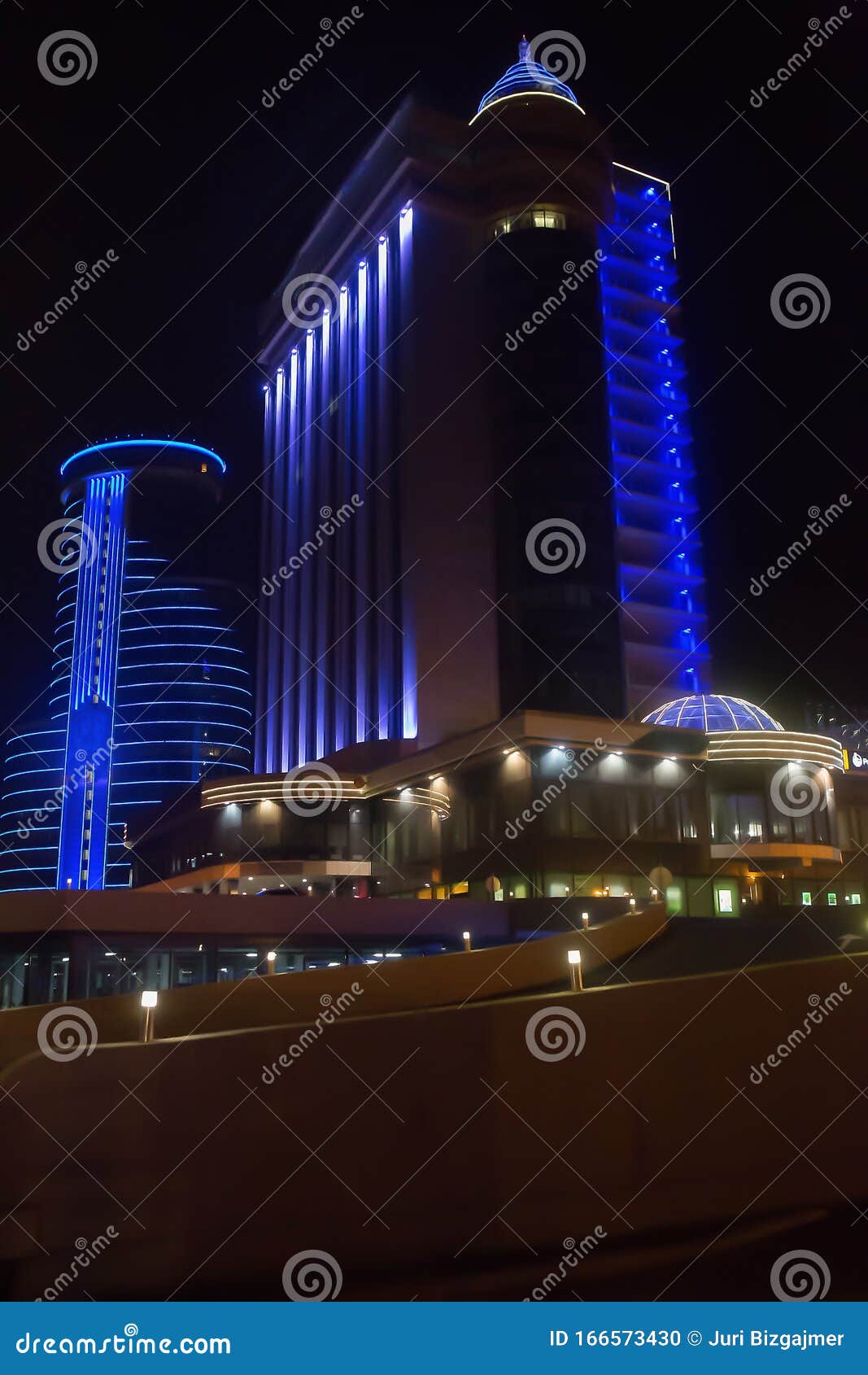 Modern High-rise Buildings at Night Stock Photo - Image of exterior ...