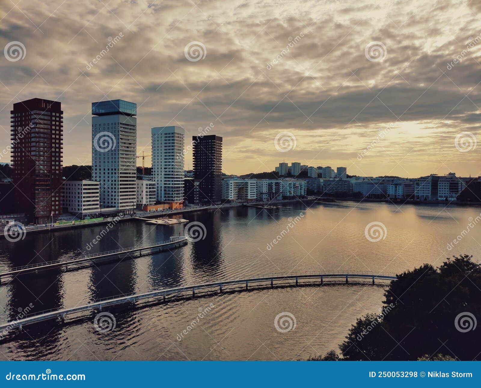 Modern High-rise Buildings by the Water Stock Photo - Image of modern ...
