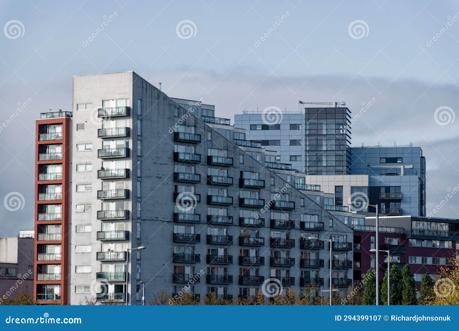 Modern High Rise Flats at New Development on Waterfront Stock Image ...