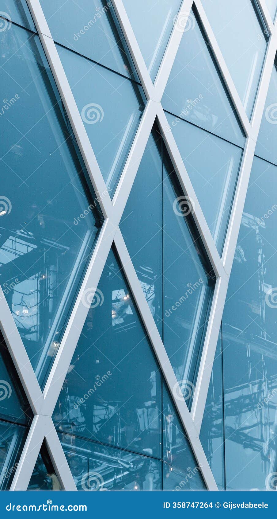 Modern High Rise Structure With Bold Diagonal Bracing On Glass Facade ...