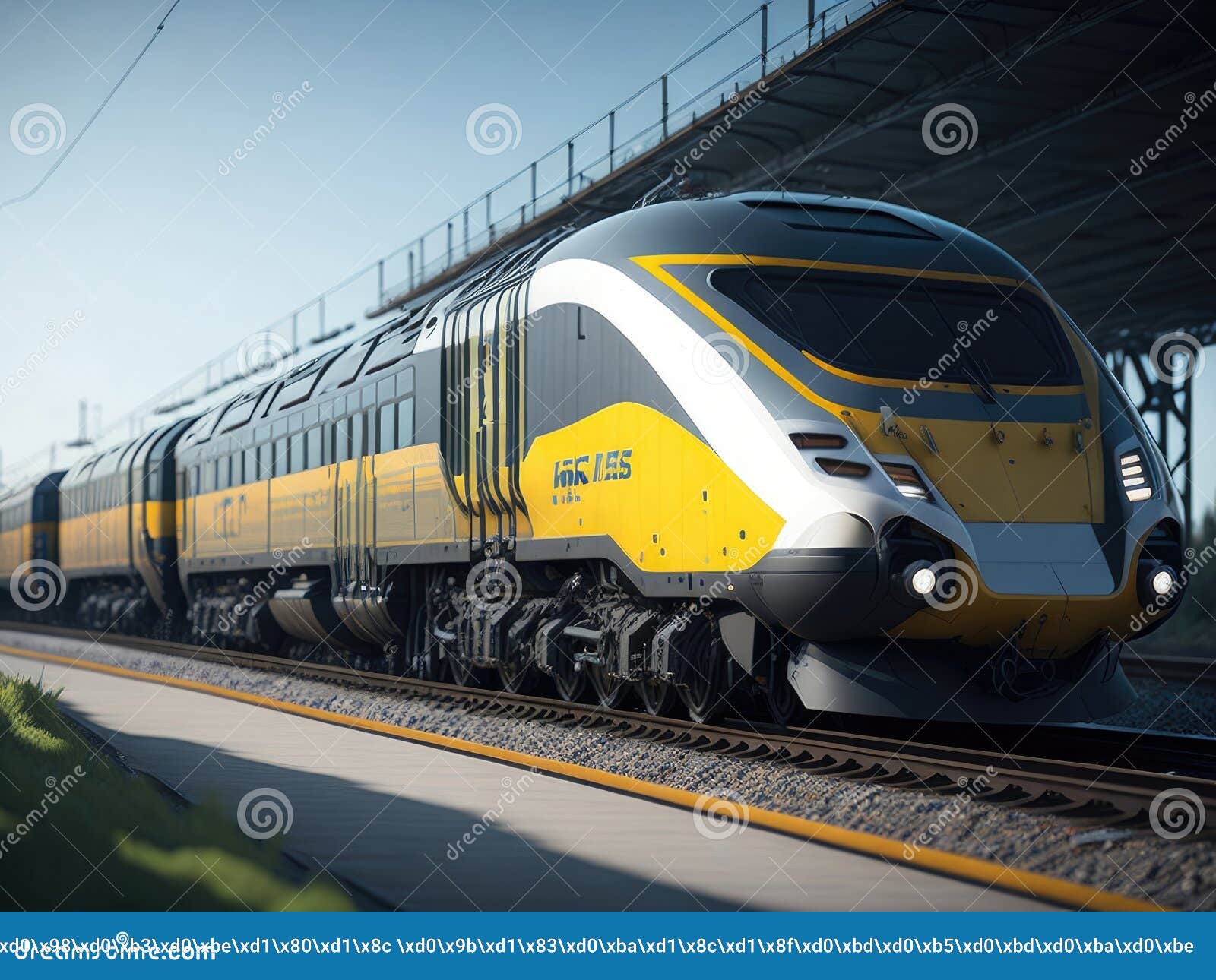 Modern High Speed Aerodynamic Streamlined Electric Train, Ai Generative ...