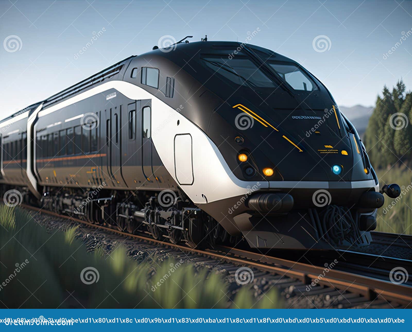 Modern High Speed Aerodynamic Streamlined Electric Train, Ai Generative ...