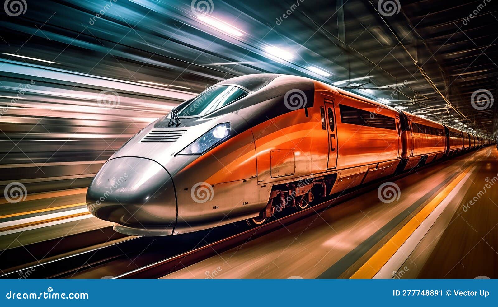 Modern High Speed Commuter Train on the Railway Station. Generative AI ...
