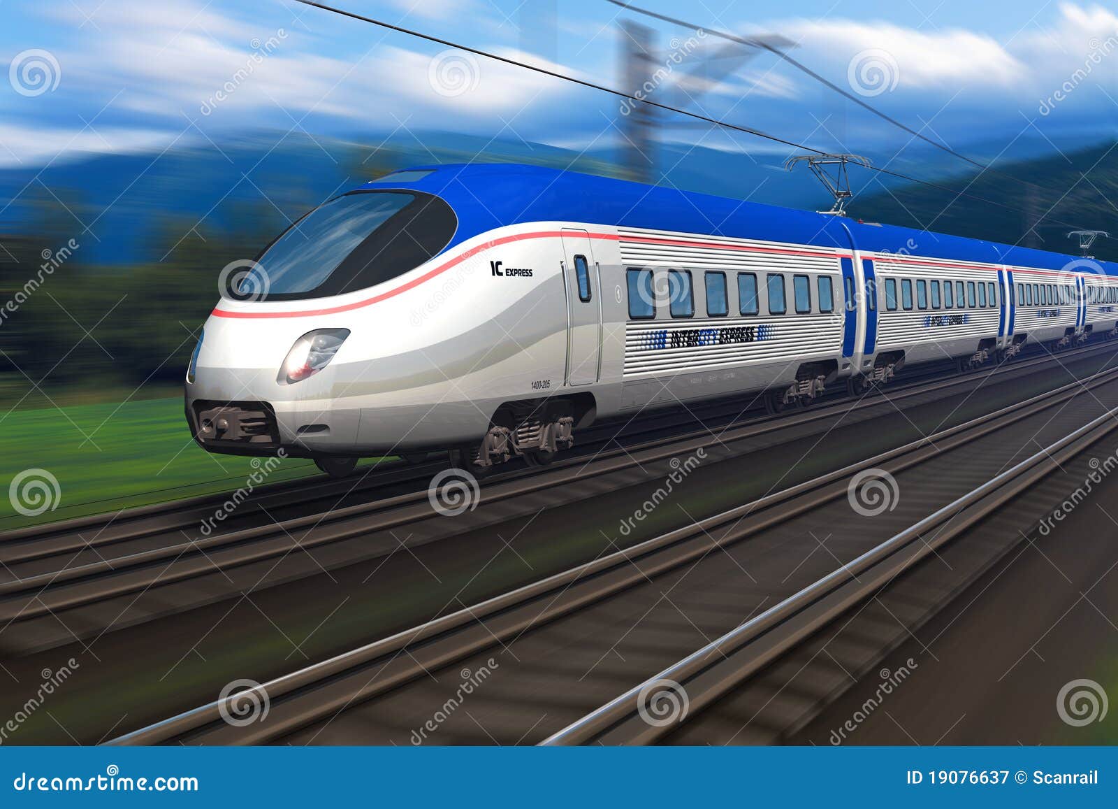 Modern High Speed Train with Motion Blur Stock Illustration ...