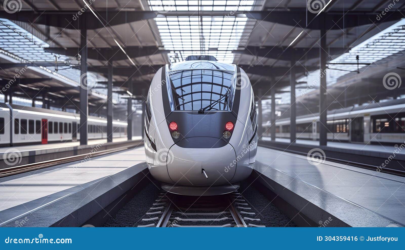 Modern High-Speed Train at the Station at Sunset. Generative Ai Stock ...