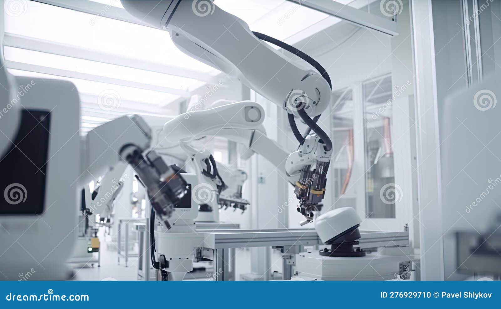 Modern High Tech Authentic Robot Arm at Work. Industrial Robotic ...