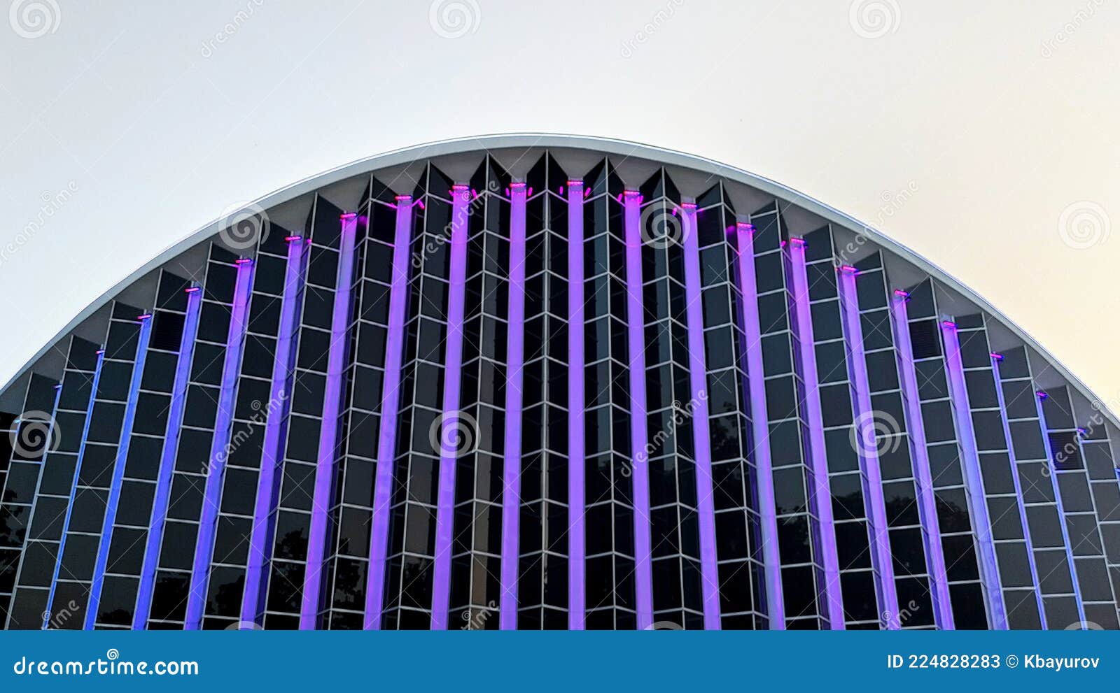 Modern High-tech Building Facade. Shining Neon, LED Backlight Stock ...