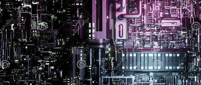 Modern High Tech Circuitry Abstraction With Glowing Circuit Lines And Nodes Automation Polished