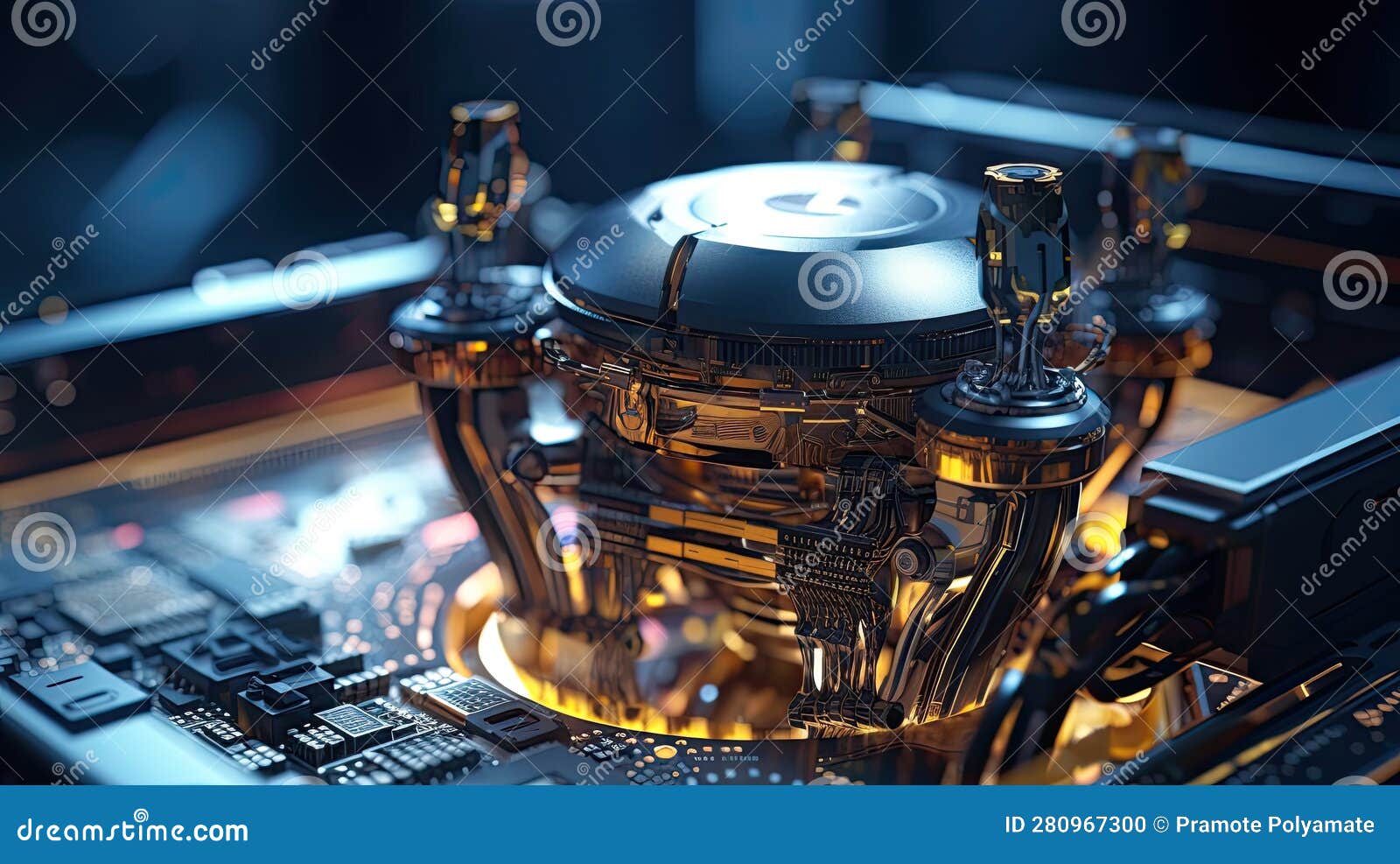 Modern High Tech CPU Chip of Contemporary Super Computer Processor ...