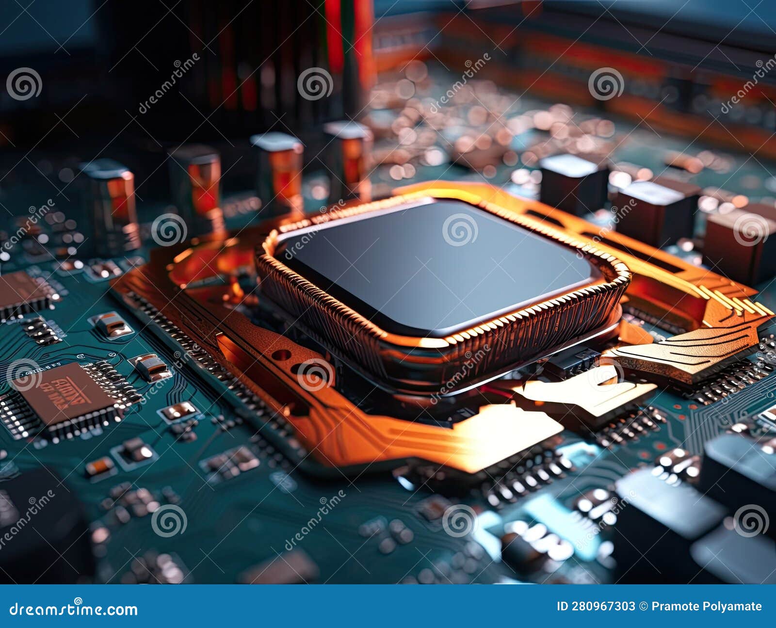 Modern High Tech CPU Chip of Contemporary Super Computer Processor ...