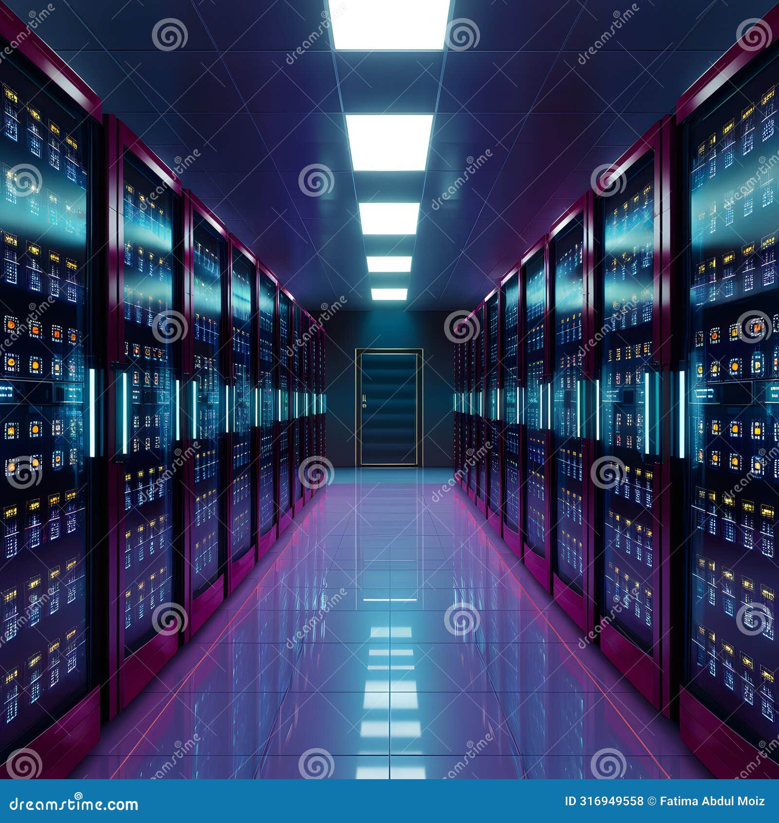 Modern High Tech Data Center, Neon Colors, Cloud Computing Stock ...