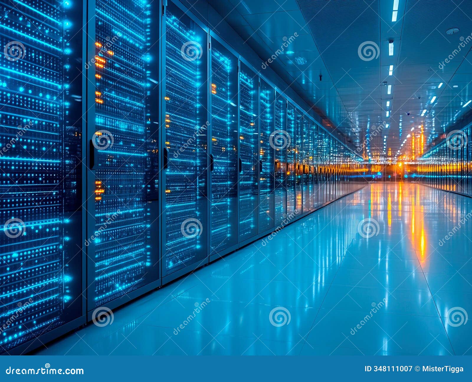 A Modern, High-tech Data Center with Numerous Server Racks Filled from ...