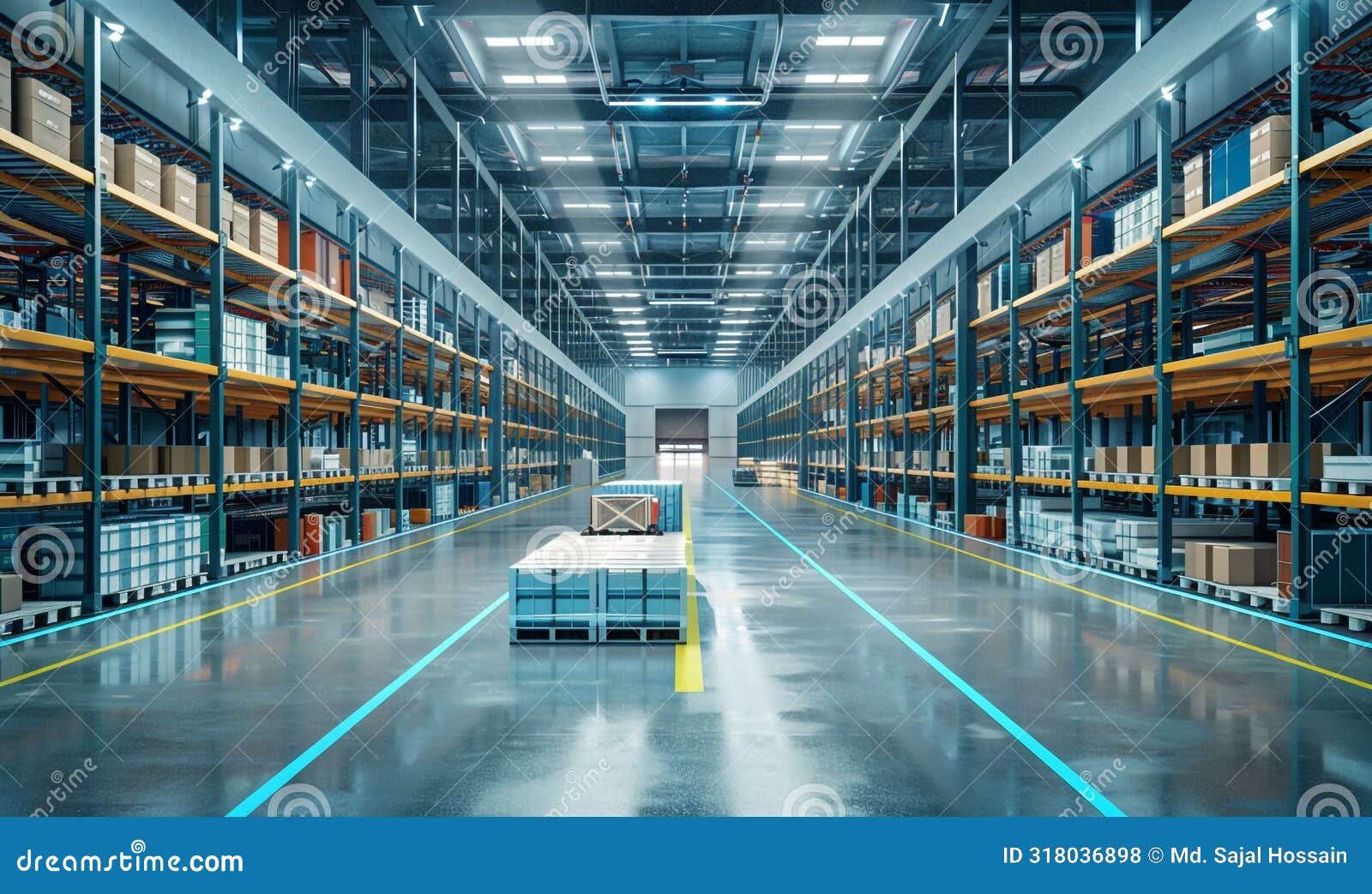 Modern High-tech Interior Warehouse Storage, Generative Ai. Stock Photo ...