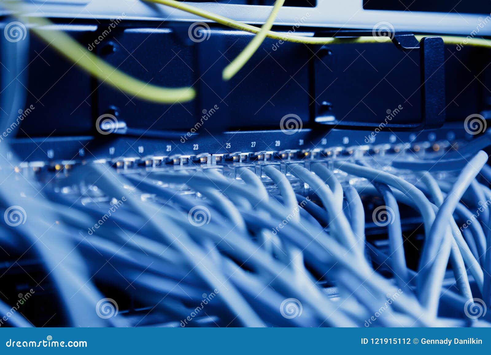 Modern High Tech Internet Data Center Room with Network Panel, Switch ...