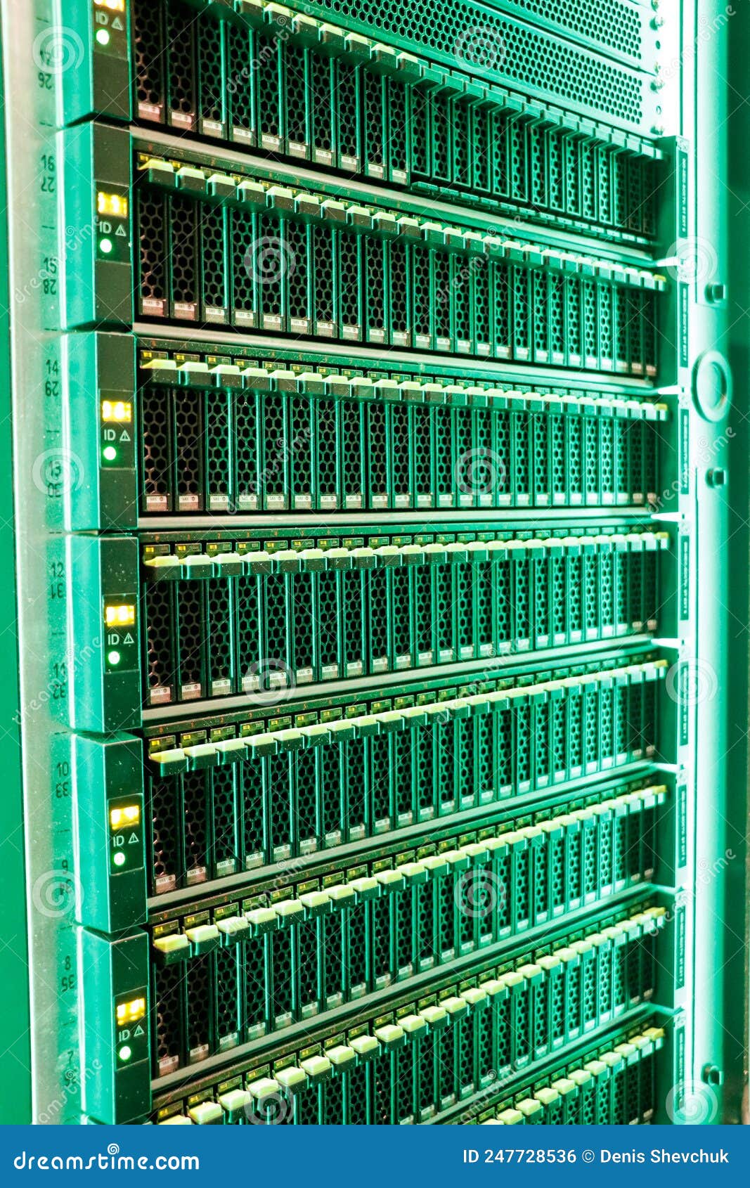 Data Center with Multiple Rows of Fully Operational Server Racks in ...