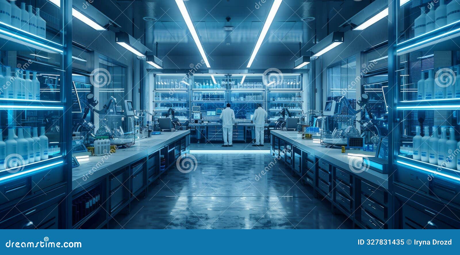 Modern High-tech Laboratory with Scientists Working on Research and ...