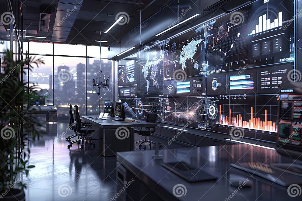 A Modern, High-tech Office Space Where Marketers Utilize AI Algorithms ...