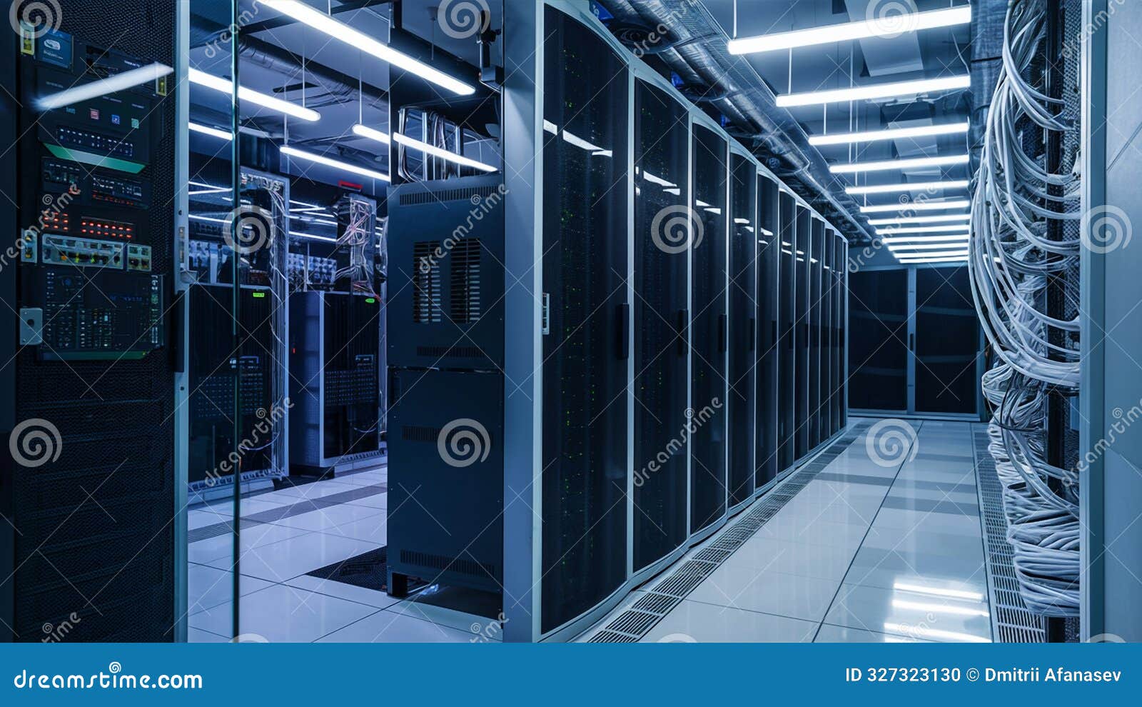 Modern High-Tech Server Room with Cybersecurity Equipment Stock ...