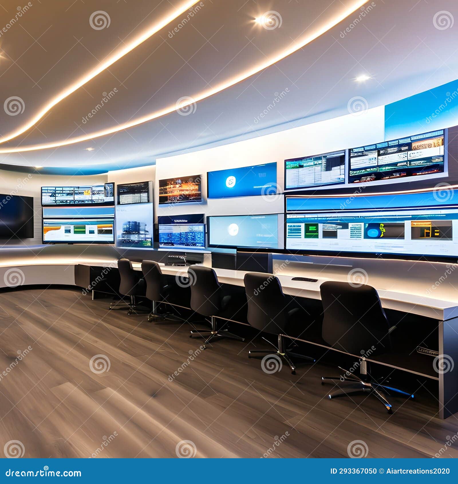 A Modern, High-tech Smart Home Control Room with Touchscreen Panels ...