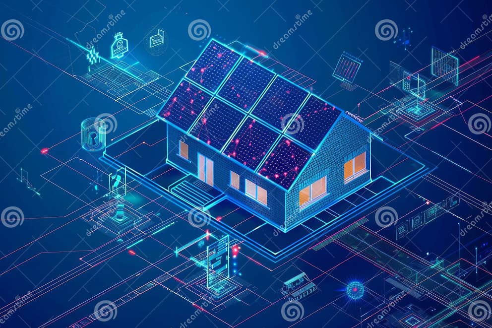 Futuristic Smart Home Concept with Digital Connections and Network ...
