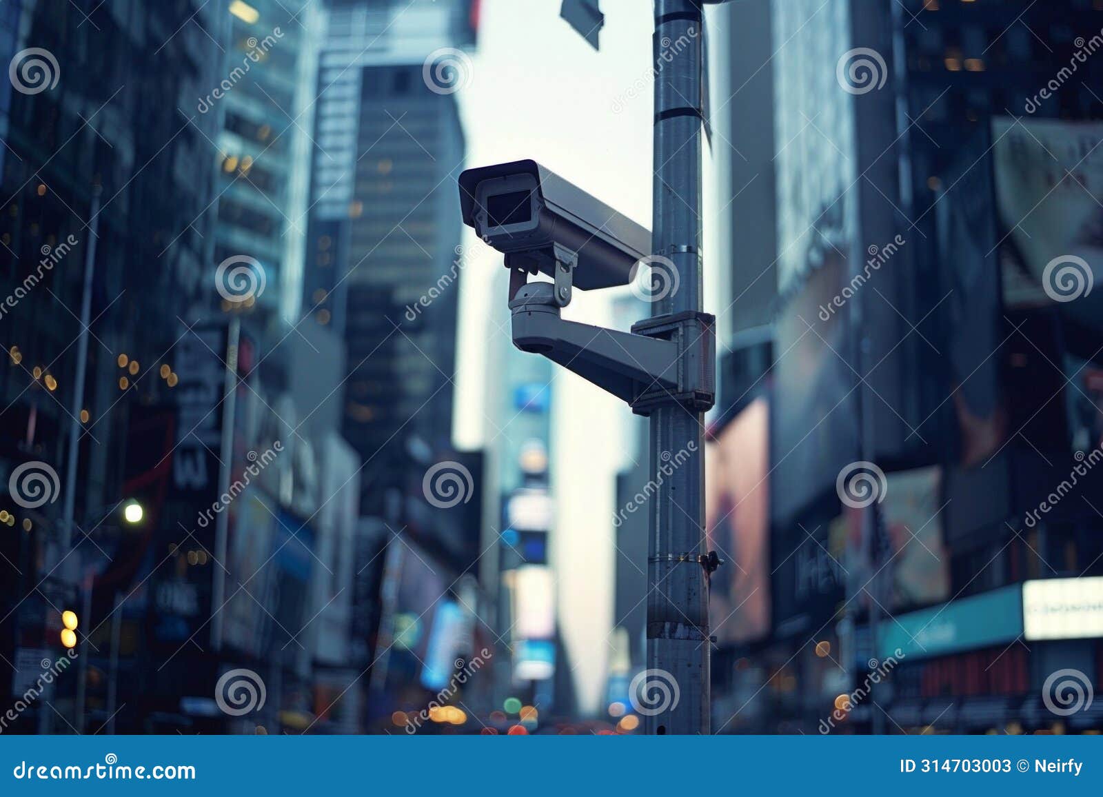 A Modern, High-tech Surveillance Camera Mounted on a Sleek Metal Pole ...