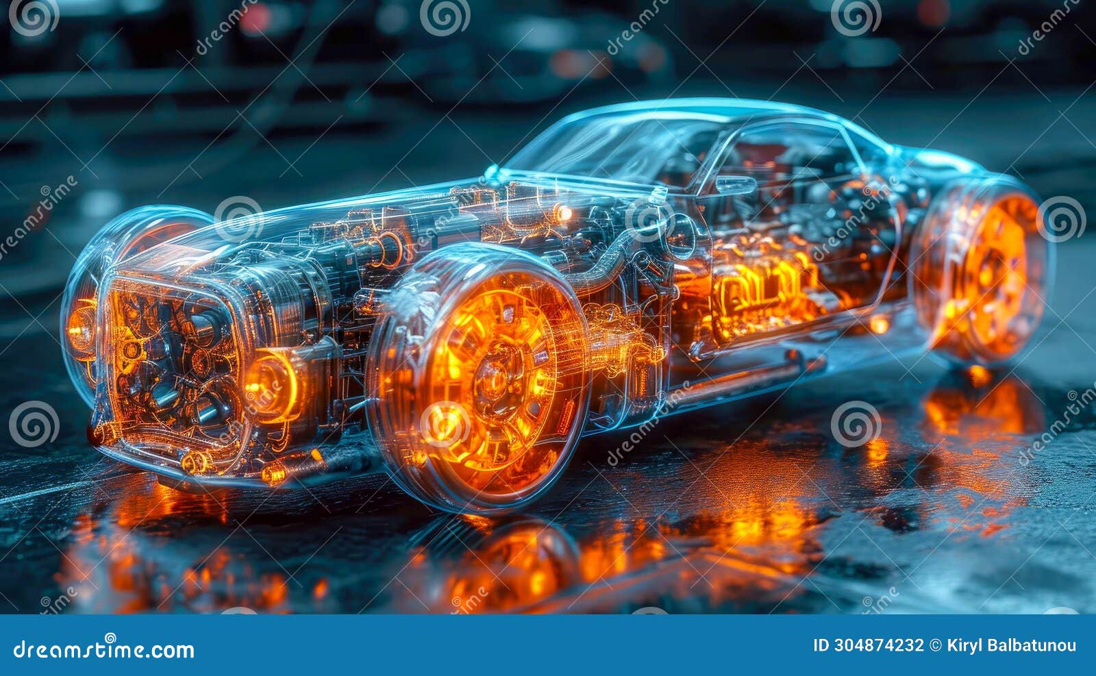 Modern High-tech Transparent Glowing Car Electric Car Translucent with ...